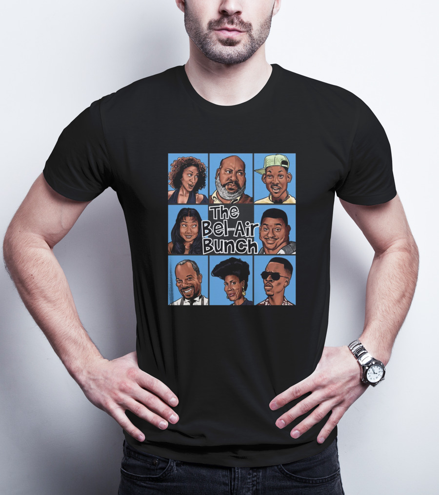 The Bel Air Bunch Characters In Comic Style Grid T-Shirt