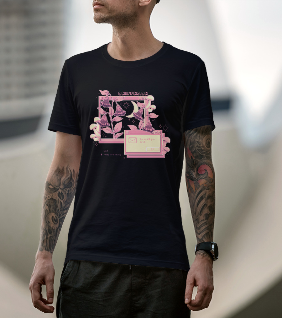 Snifferish Do What You Love Keep Dreaming Floral Pixel T-Shirt