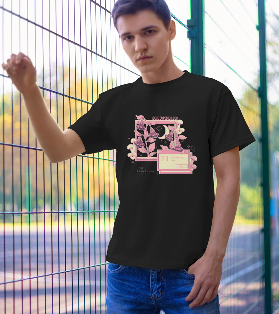 Snifferish Do What You Love Keep Dreaming Floral Pixel T-Shirt