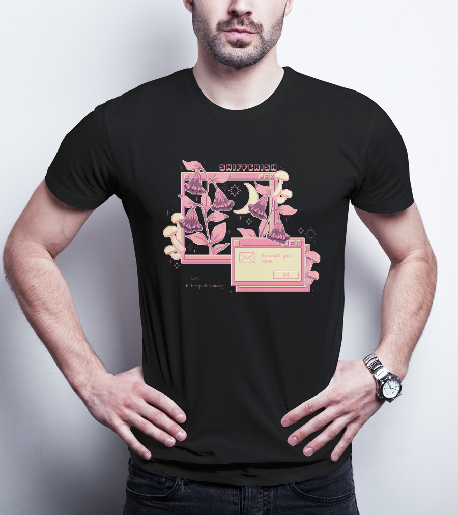 Snifferish Do What You Love Keep Dreaming Floral Pixel T-Shirt