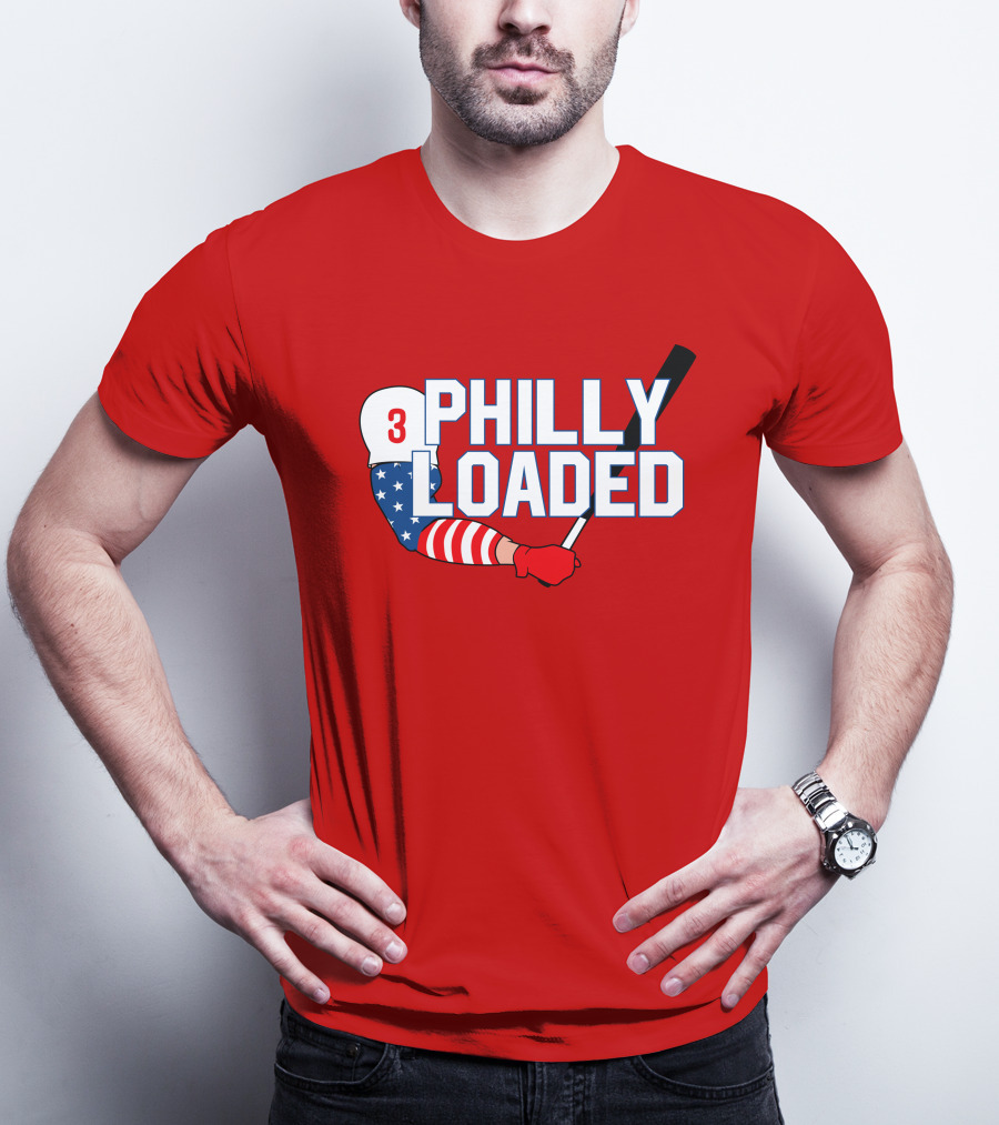 Philly Loaded Baseball American Flag Arm T-Shirt