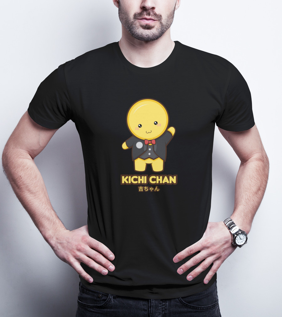 Kichi Chan Cute Character With Bow Tie In Black Suit T-Shirt