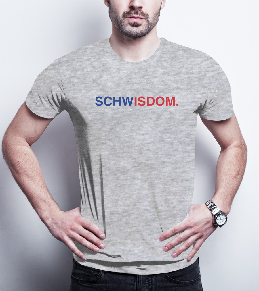 Obvious Schwisdom Bold Lettering Blue Red Grey T-Shirt