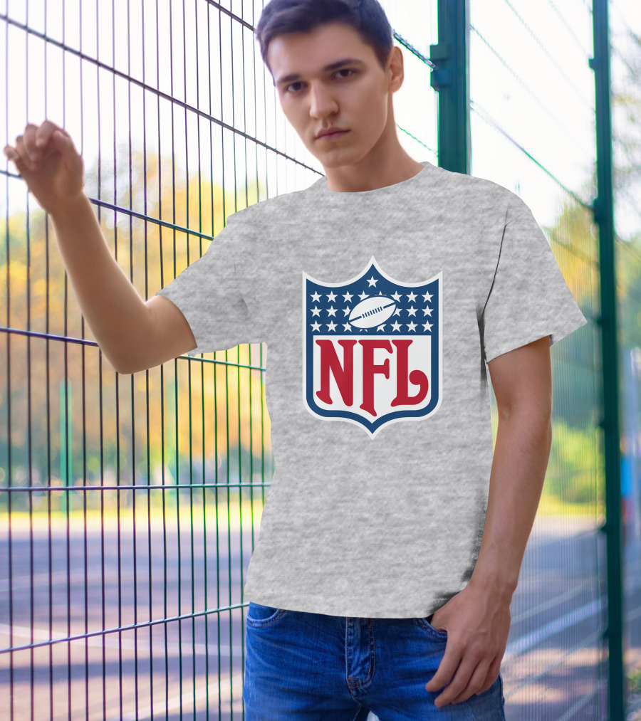 Annie Agar NFL Meeting Football Shield T-Shirt