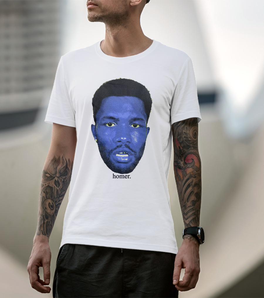Frank Ocean Homer Bebe Boy Blue Face Typography T-Shirt