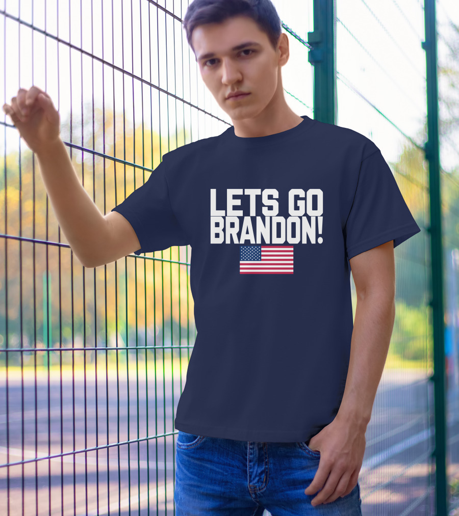 Lets Go Brandon Marine Veteran American Flag T-Shirt