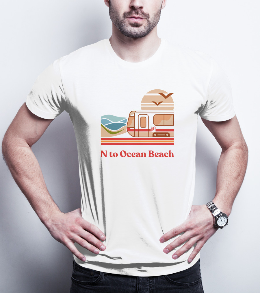 N To Ocean Beach San Francisco Tram Chris Arvin T-Shirt