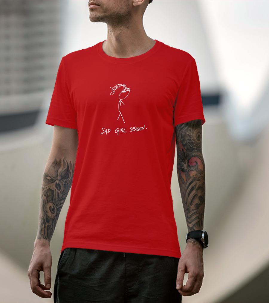 Sad Girl Season Stick Figure Drawing T-Shirt
