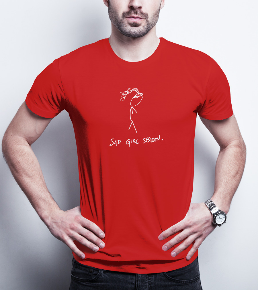 Sad Girl Season Stick Figure Drawing T-Shirt
