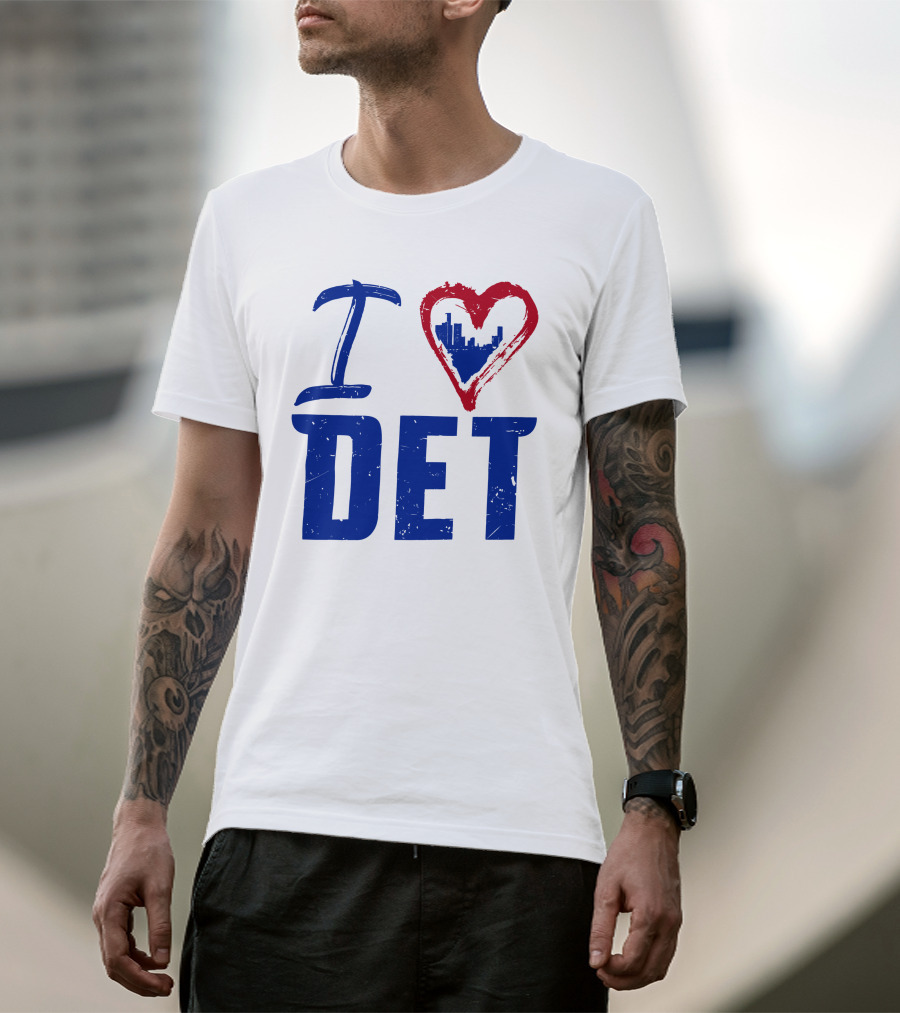 I Love DET Detroit Pistons Skyline Heart T-Shirt