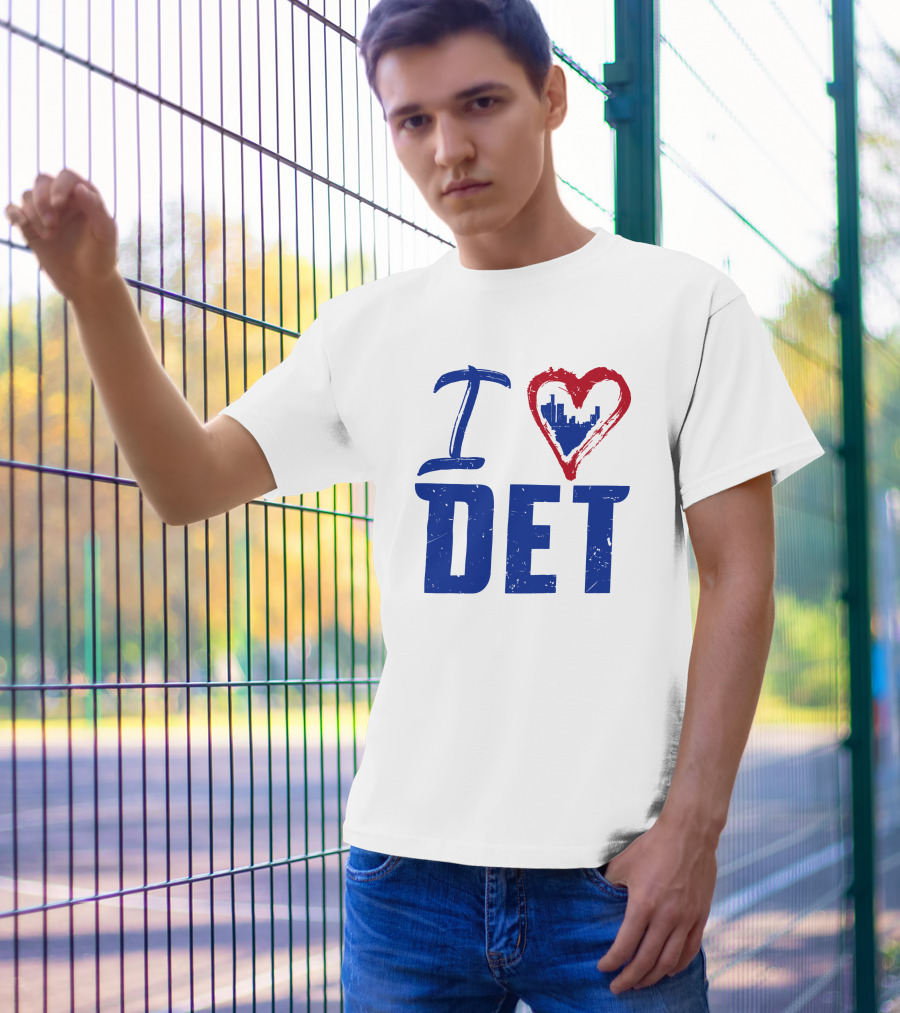 I Love DET Detroit Pistons Skyline Heart T-Shirt
