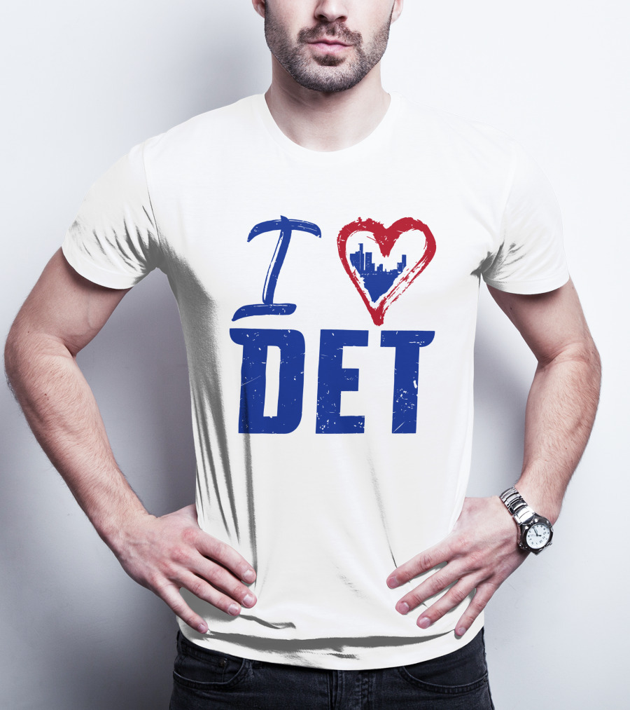 I Love DET Detroit Pistons Skyline Heart T-Shirt