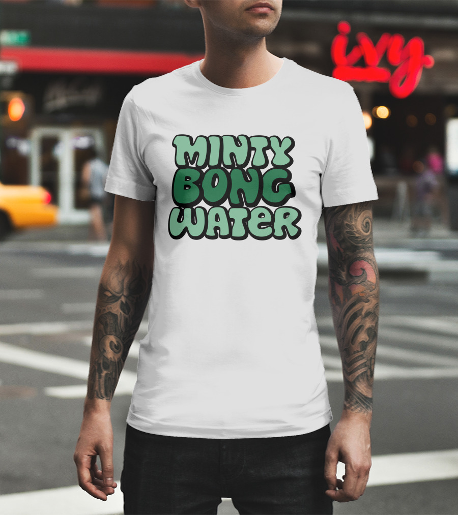 Minty Bong Water Shop Merch Mint Green Typography T-Shirt