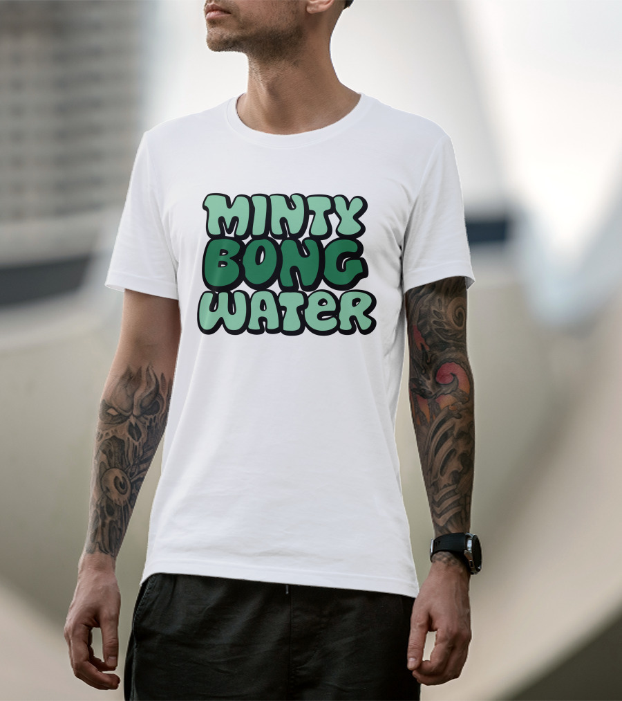 Minty Bong Water Shop Merch Mint Green Typography T-Shirt