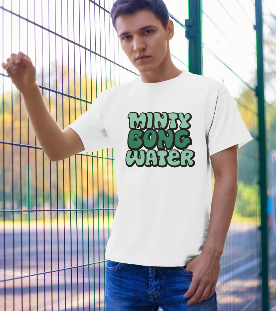 Minty Bong Water Shop Merch Mint Green Typography T-Shirt
