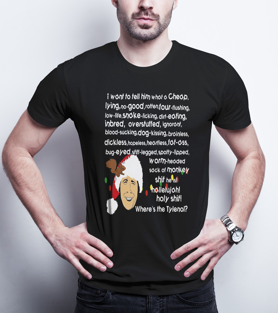 Clark Griswold Christmas Rant With Santa Hat And Lights T-Shirt