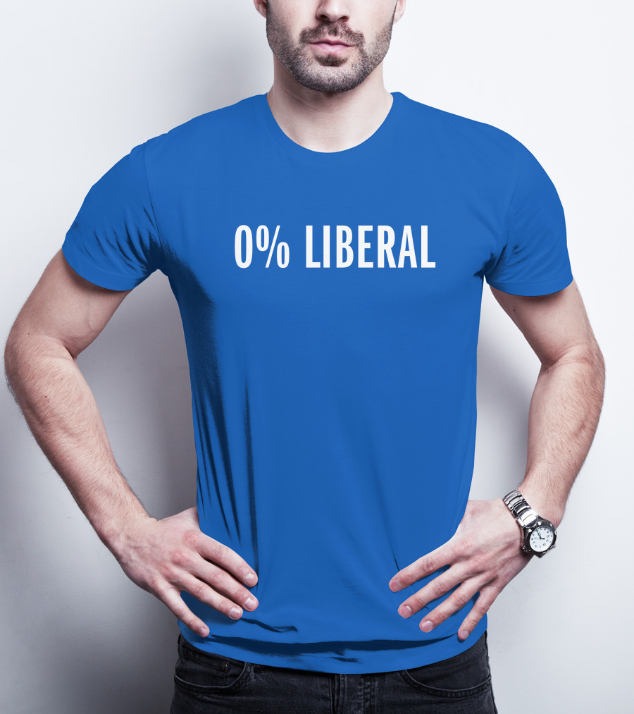 Zeek Arkham 0% Liberal Statement Bold Blue Background T-Shirt