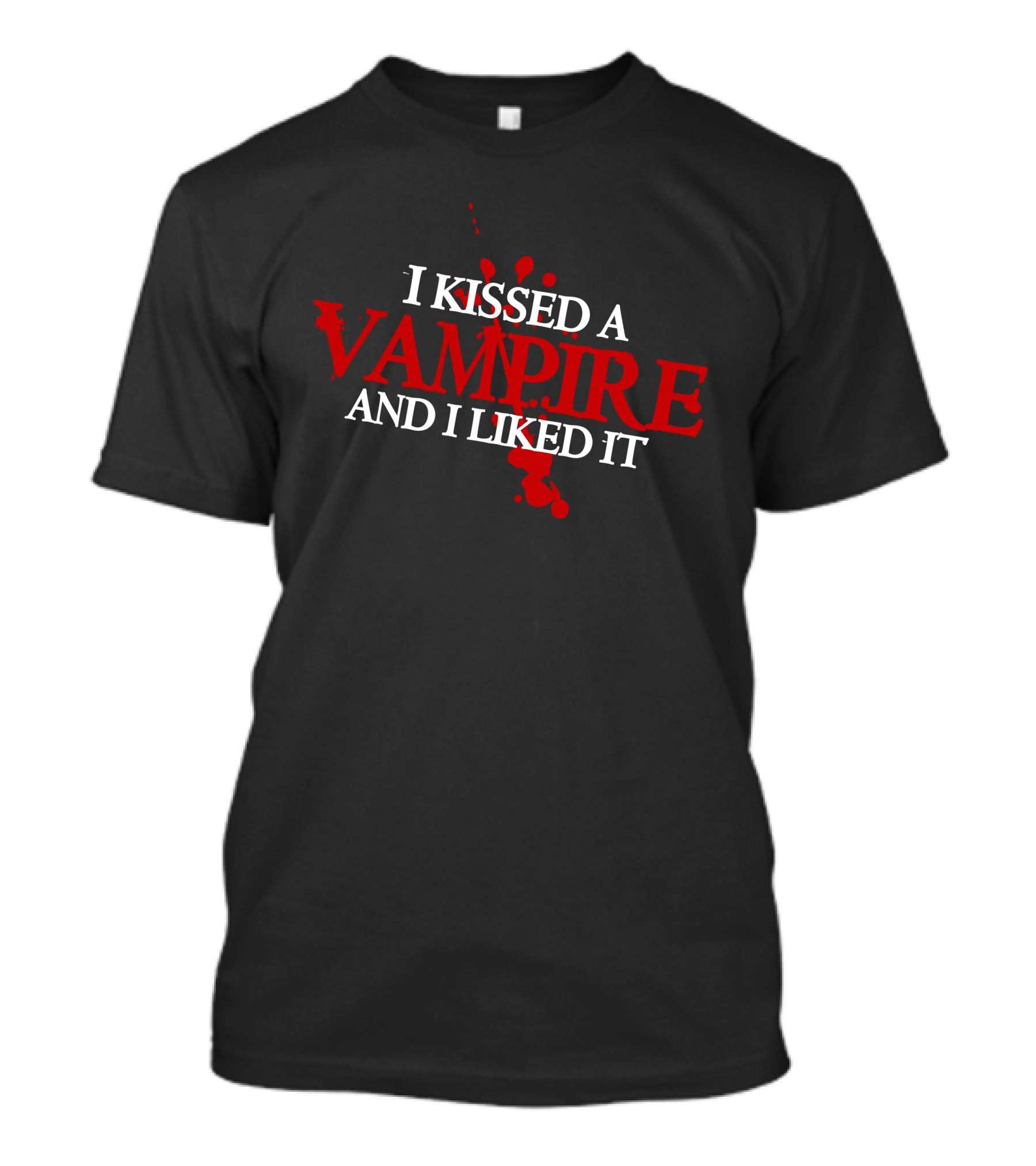 I Kissed A Vampire Blood Splatter Typography T-Shirt