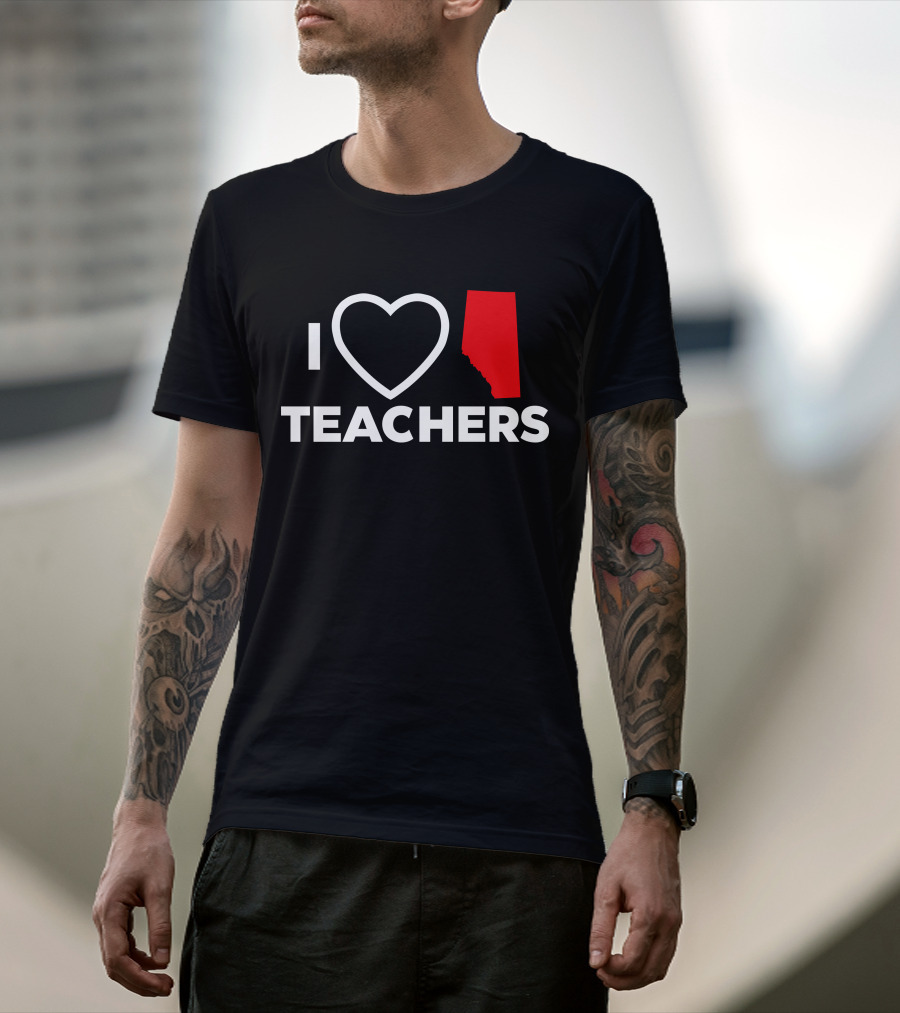 I Love Alberta Teachers Heart Red Map Krista Li T-Shirt