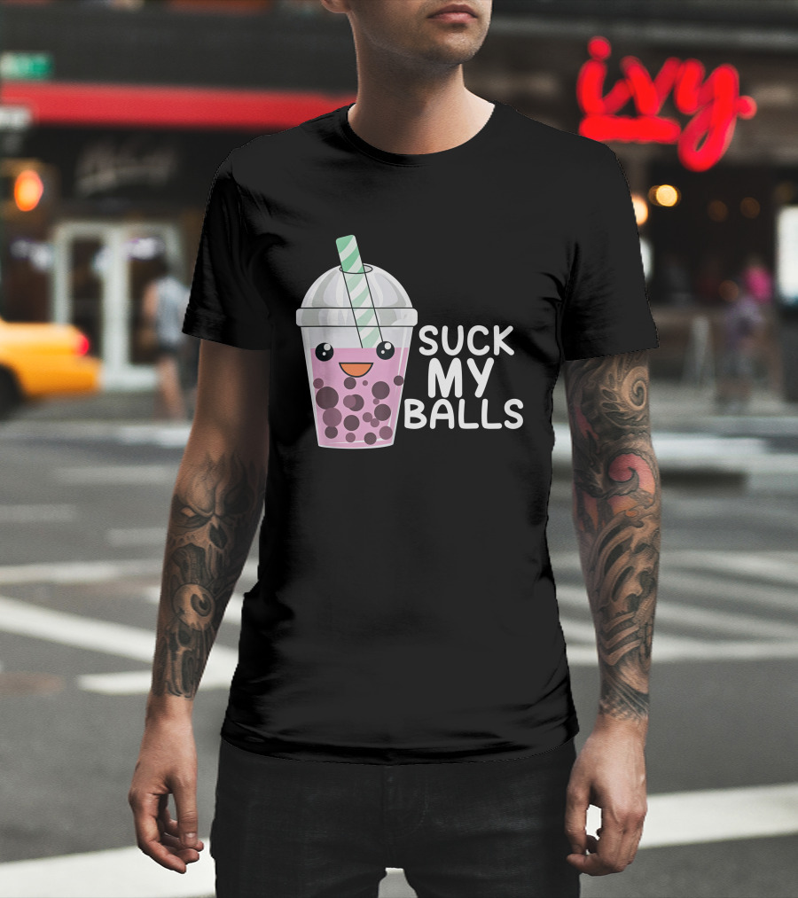 Suck My Balls Boba Tea Cute Cartoon T-Shirt