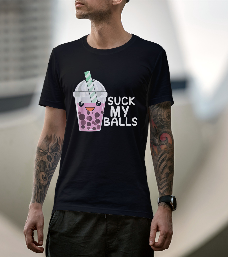 Suck My Balls Boba Tea Cute Cartoon T-Shirt