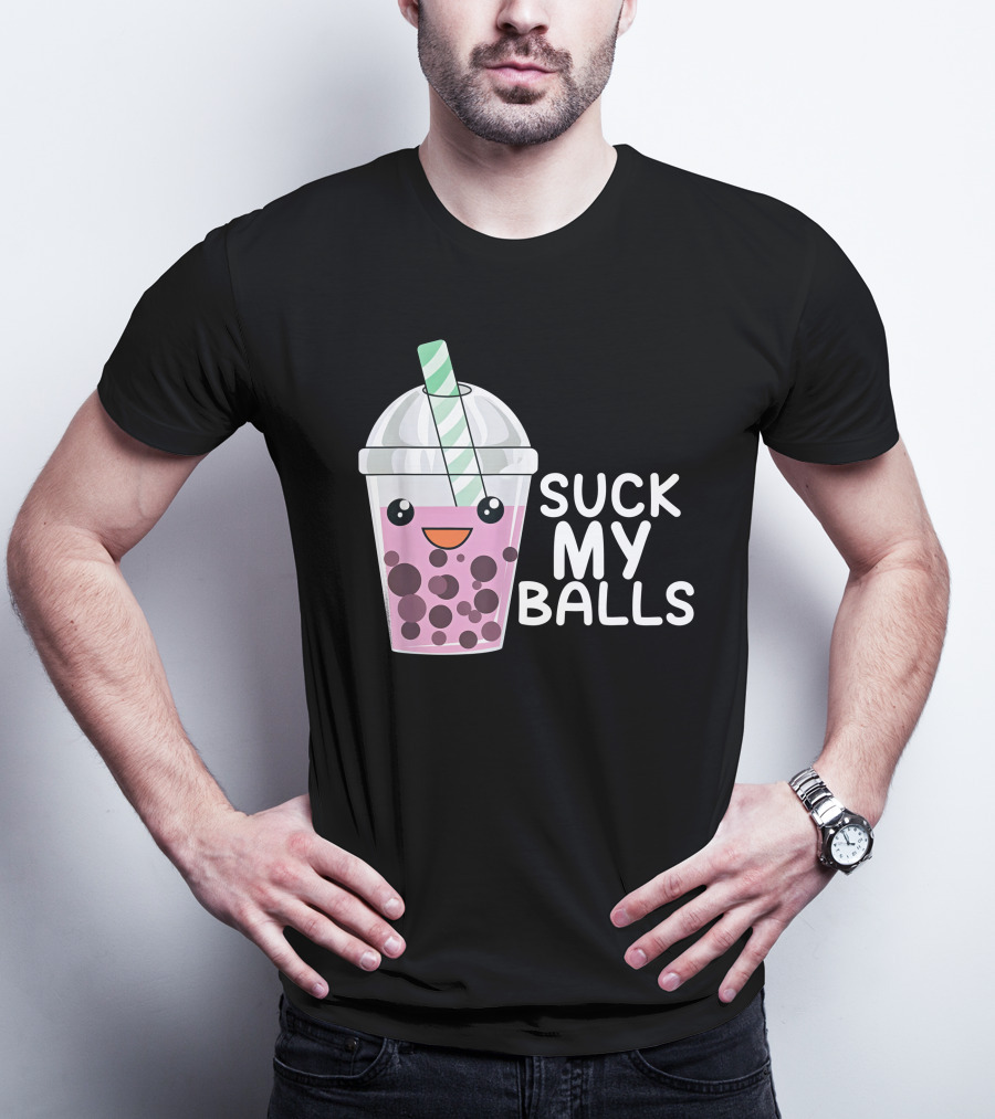 Suck My Balls Boba Tea Cute Cartoon T-Shirt