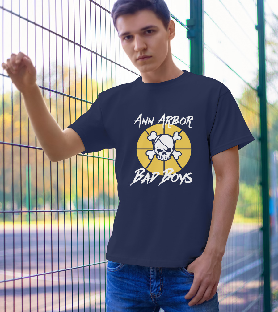 Ann Arbor Bad Boys Skull Basketball Juwan Howard Blue By Ninety Shop T-Shirt