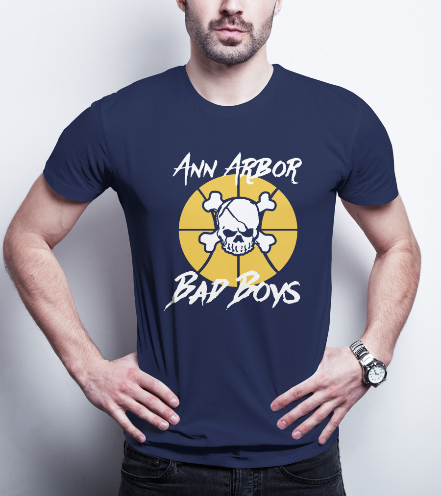 Ann Arbor Bad Boys Skull Basketball Juwan Howard Blue By Ninety Shop T-Shirt