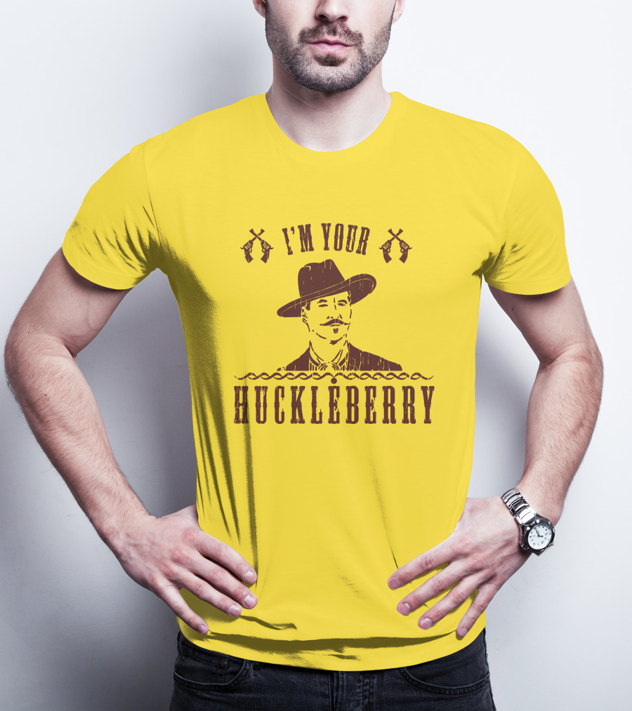 Super 70S Sports Store I'm Your Huckleberry Johnny Ringo Mustache Hat Guns T-Shirt