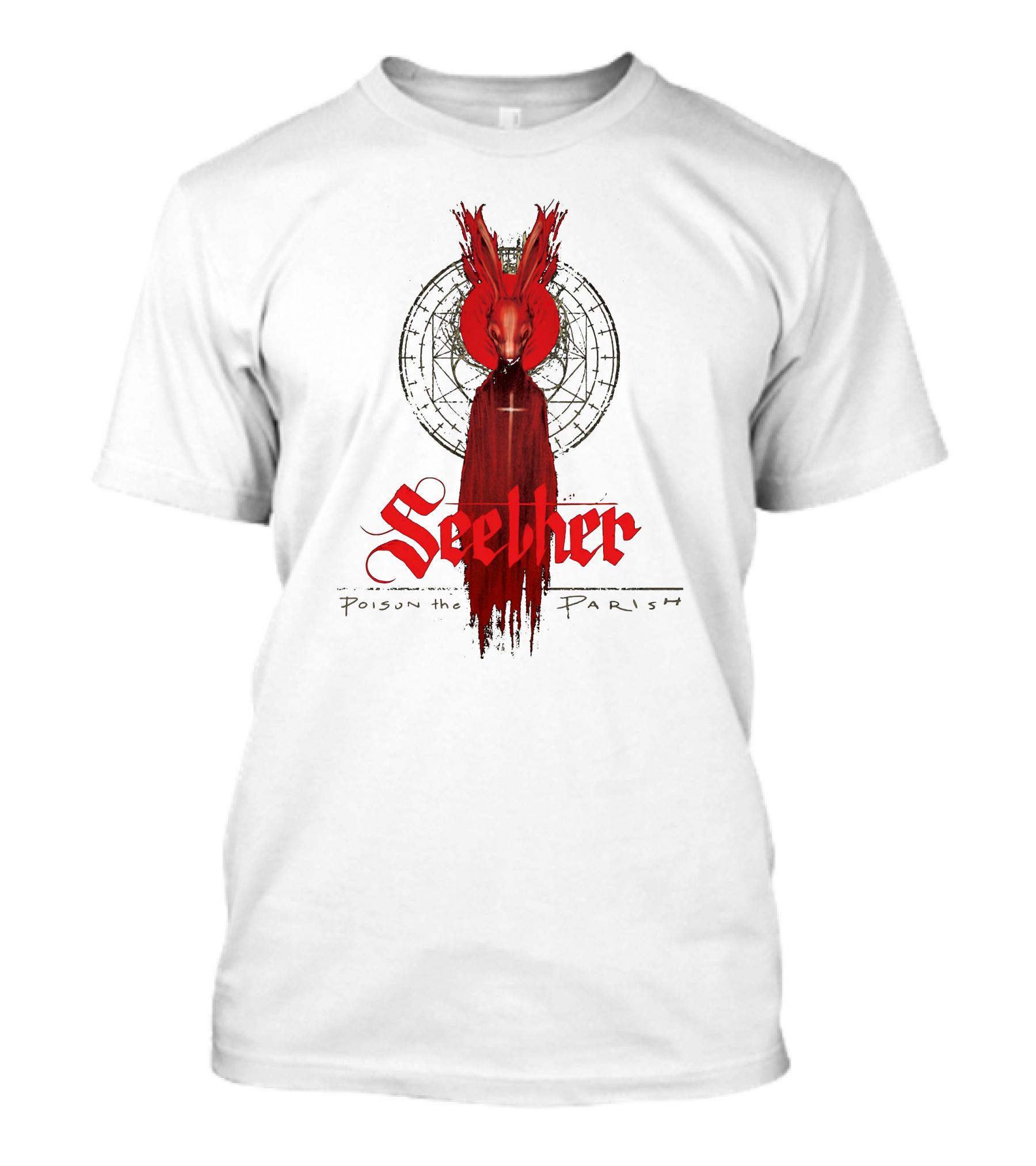 Seether Poison The Parish Red Hooded Figure With Geometric Circle T-Shirt