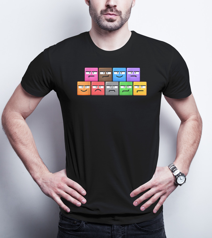 Cliffside Chaos Emoji Blocks Faces T-Shirt