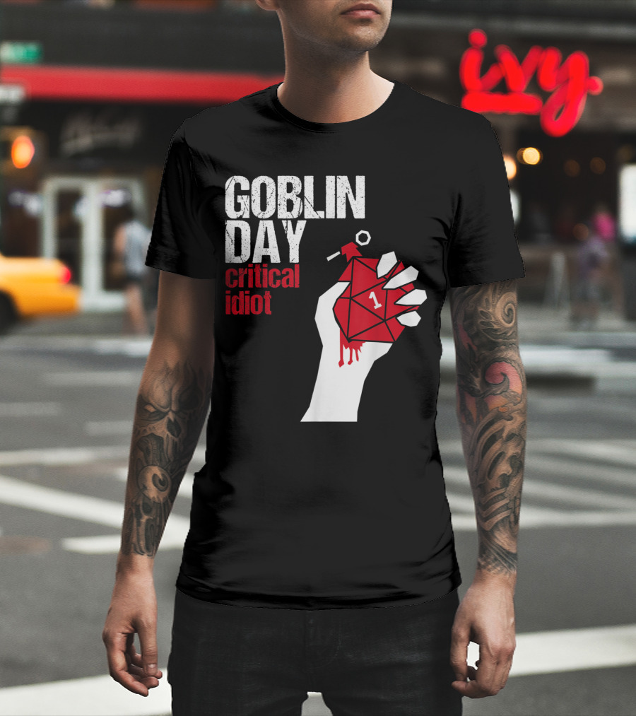 Goblin Day Critical Idiot Dice One Hand T-Shirt