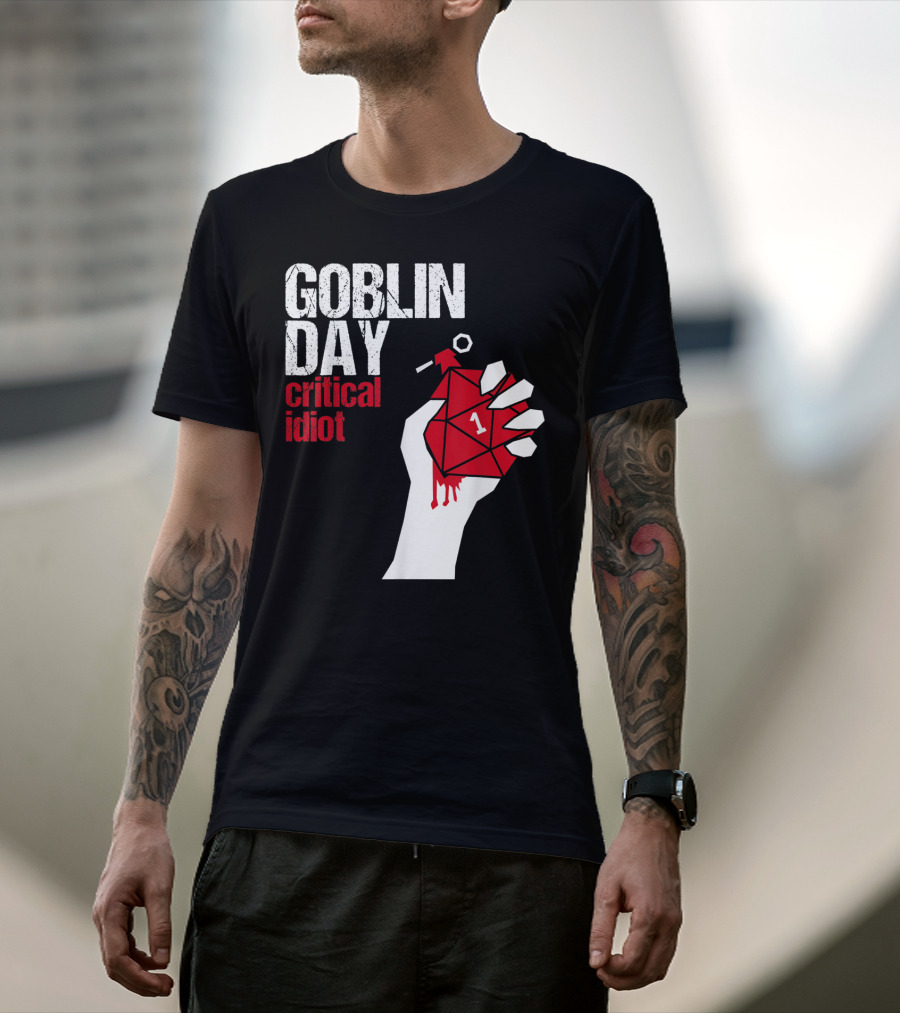 Goblin Day Critical Idiot Dice One Hand T-Shirt