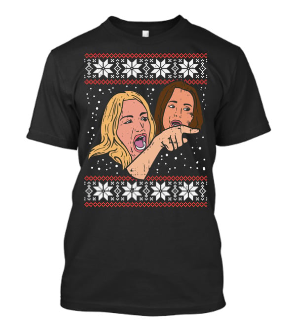 Angry Yelling Woman Meme Ugly Christmas T-Shirt