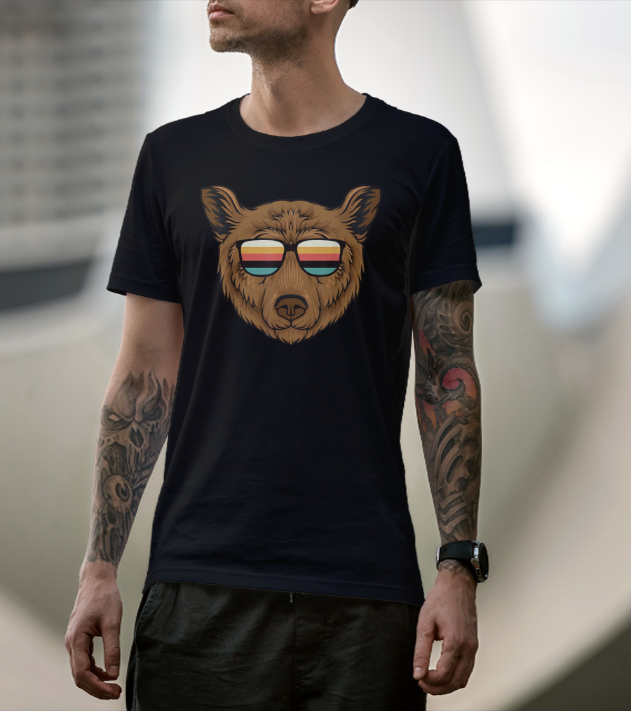 Bear Funny Retro Sunglasses B081PSDB68 T-Shirt