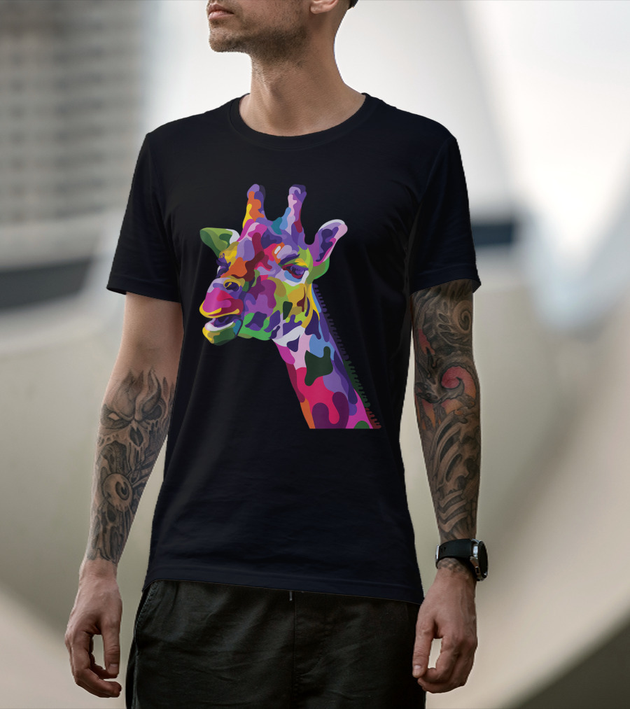 Giraffe Support Colorful Psychedelic T-Shirt