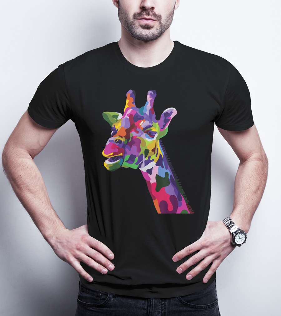 Giraffe Support Colorful Psychedelic T-Shirt