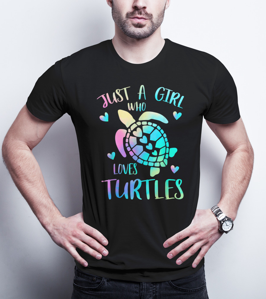 Just A Girl Who Loves Turtles Pastel Watercolor Turtle T-Shirt