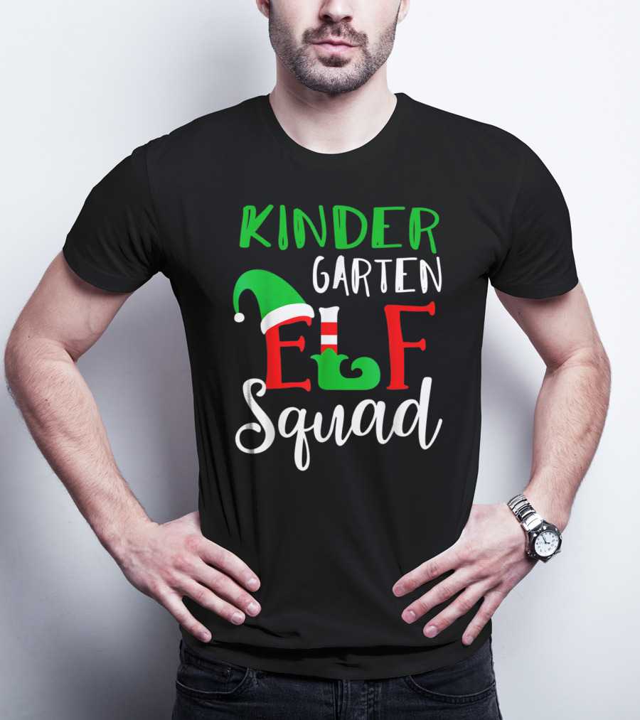Kindergarten Elf Squad Christmas Teacher Festive Holiday T-Shirt