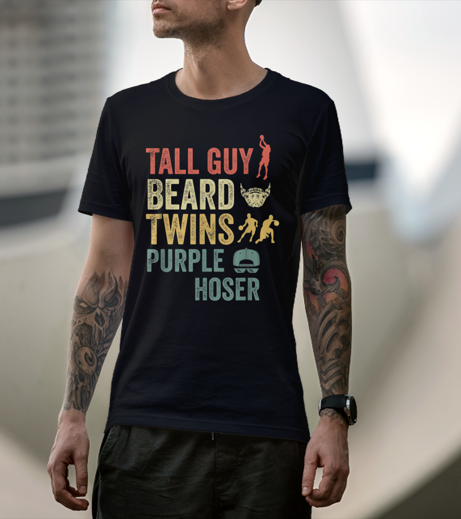 Perfect Dude Tall Guy Beard Twins Purple Hoser Basketball Cap T-Shirt