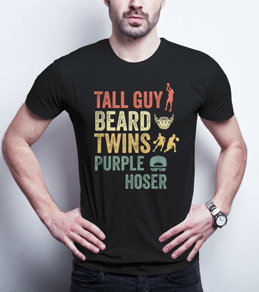Perfect Dude Tall Guy Beard Twins Purple Hoser Basketball Cap T-Shirt