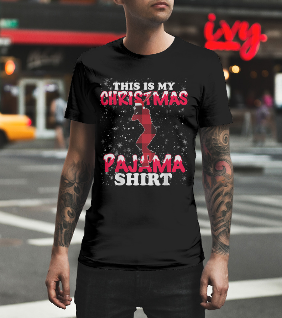 This Is My Christmas Pajama Shirt Plaid Baseball T-Shirt