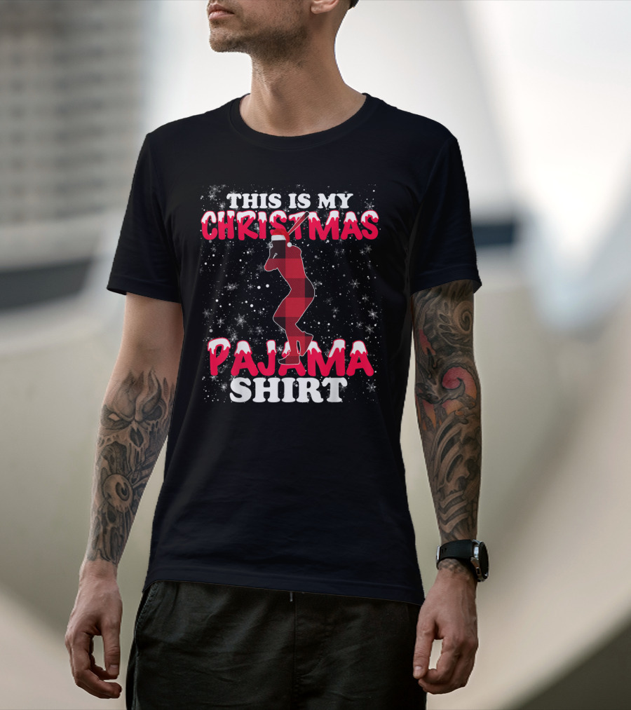 This Is My Christmas Pajama Shirt Plaid Baseball T-Shirt