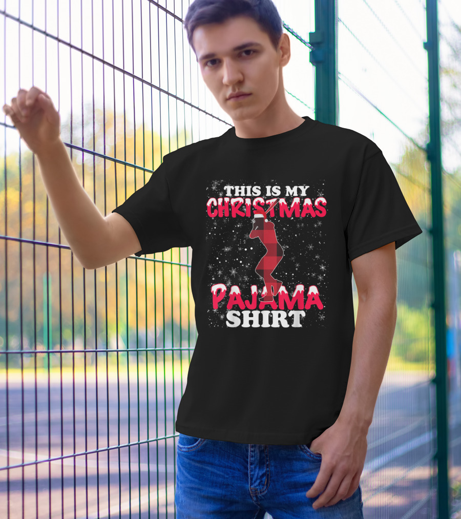 This Is My Christmas Pajama Shirt Plaid Baseball T-Shirt
