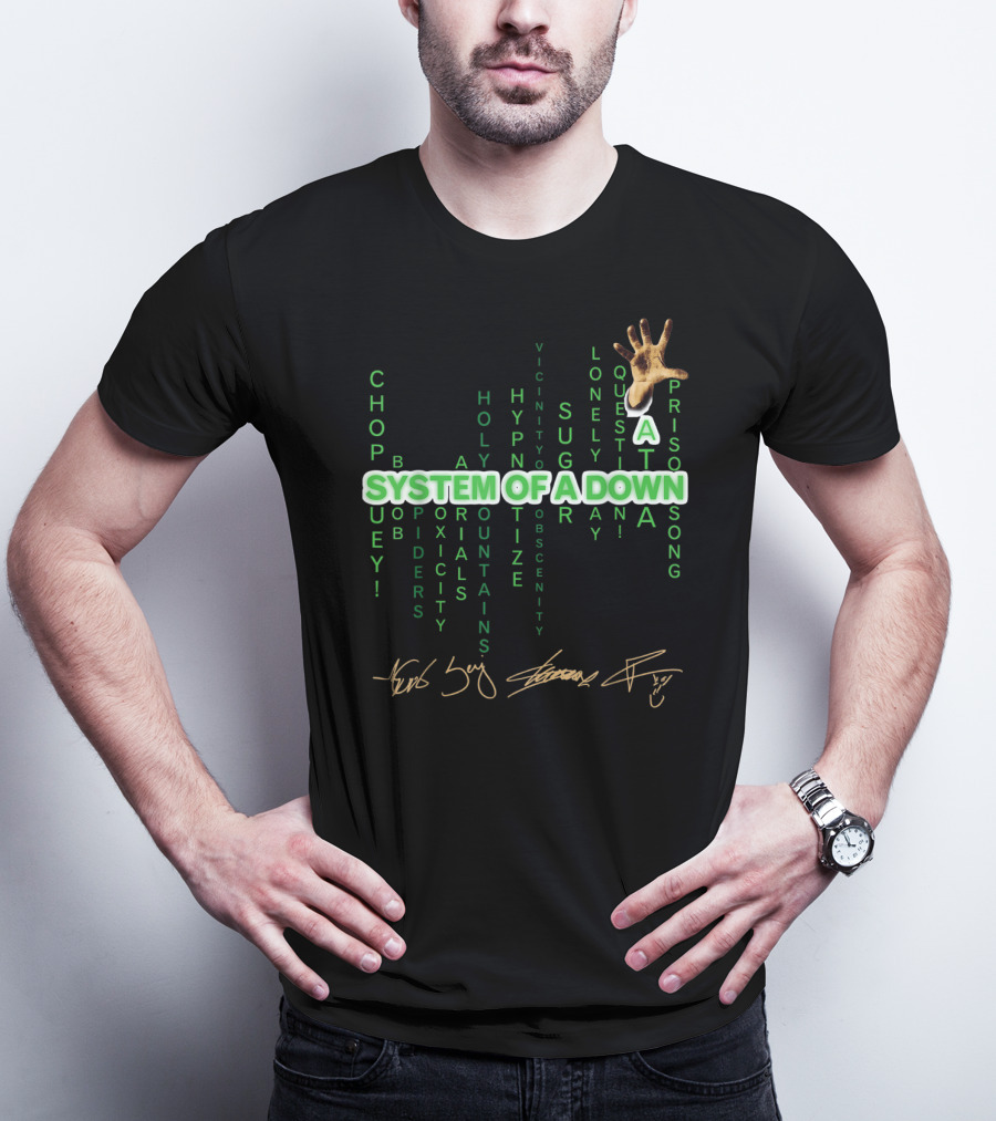 System Of A Down Toxicity Chop Suey Vicinity Holy Mountains Prison Song Hand Signatures T-Shirt