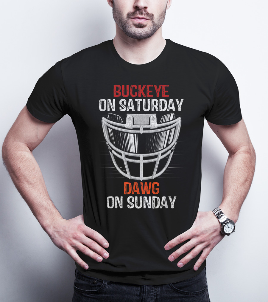 Buckeye On Saturday Dawg On Sunday Football Helmet Fan Crossover T-Shirt