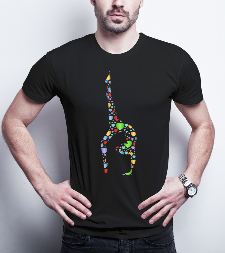Multicolor Hearts Gymnastics Silhouette Gymnast T-Shirt