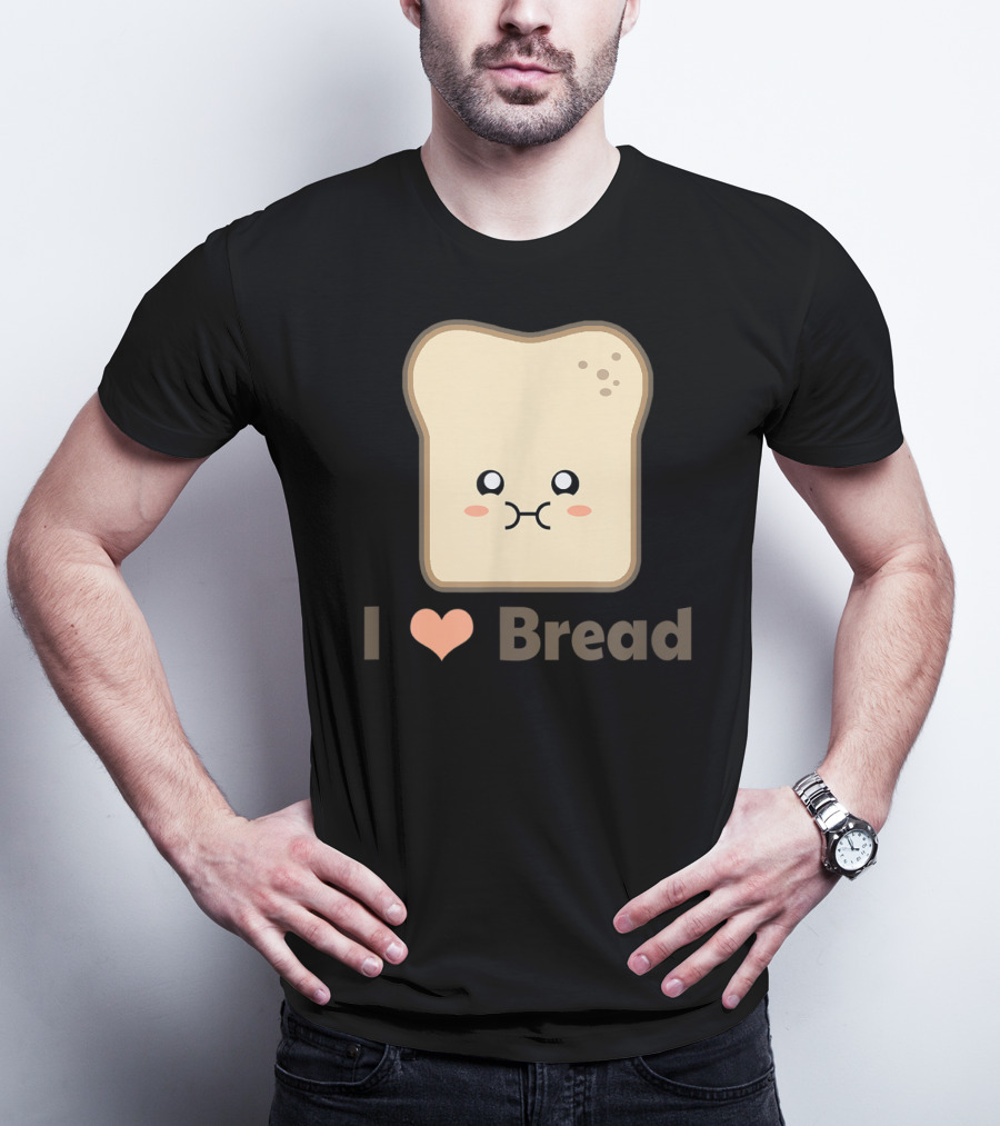 I Heart Kawaii Bread Cute Face T-Shirt