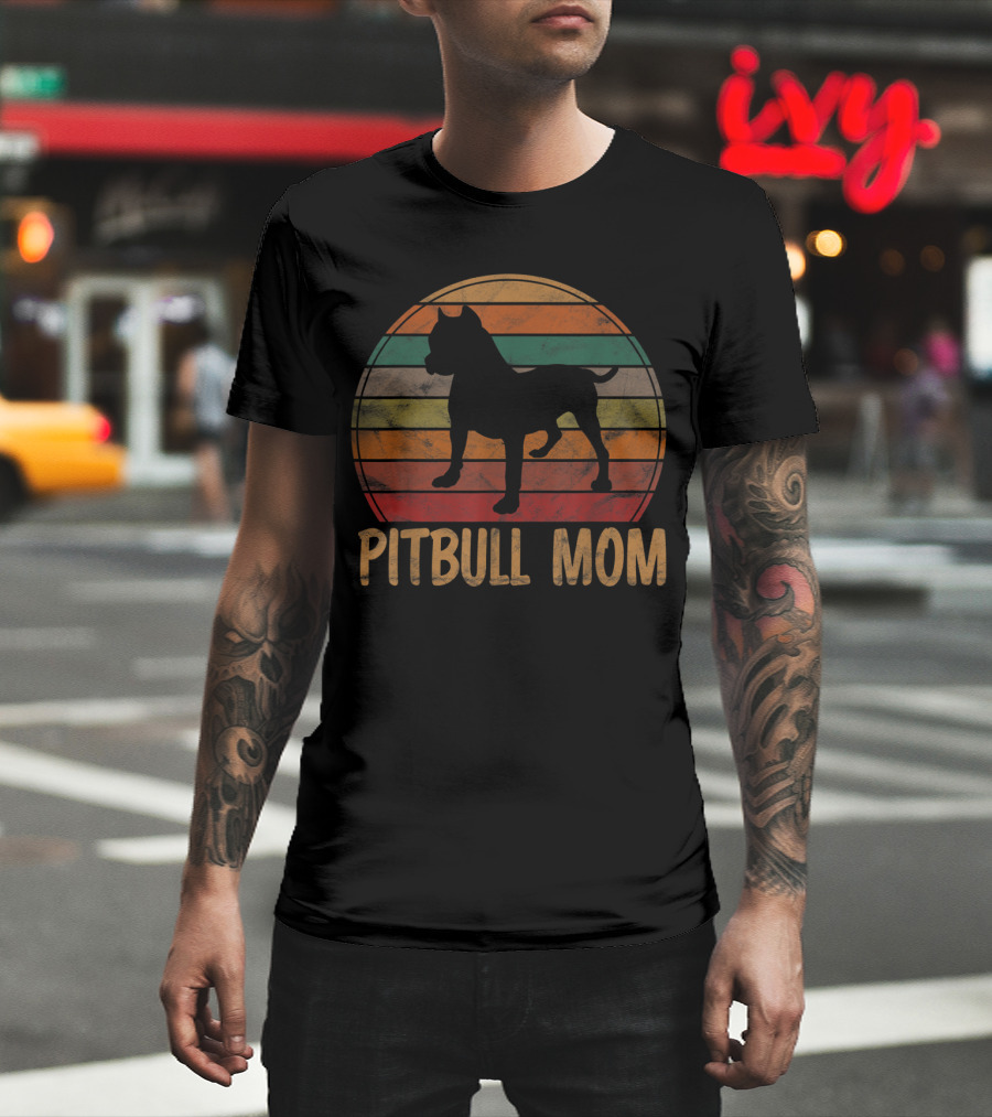 Pitbull Mom Dog Lover Pet Mother Pit Bull Mama Retro T-Shirt