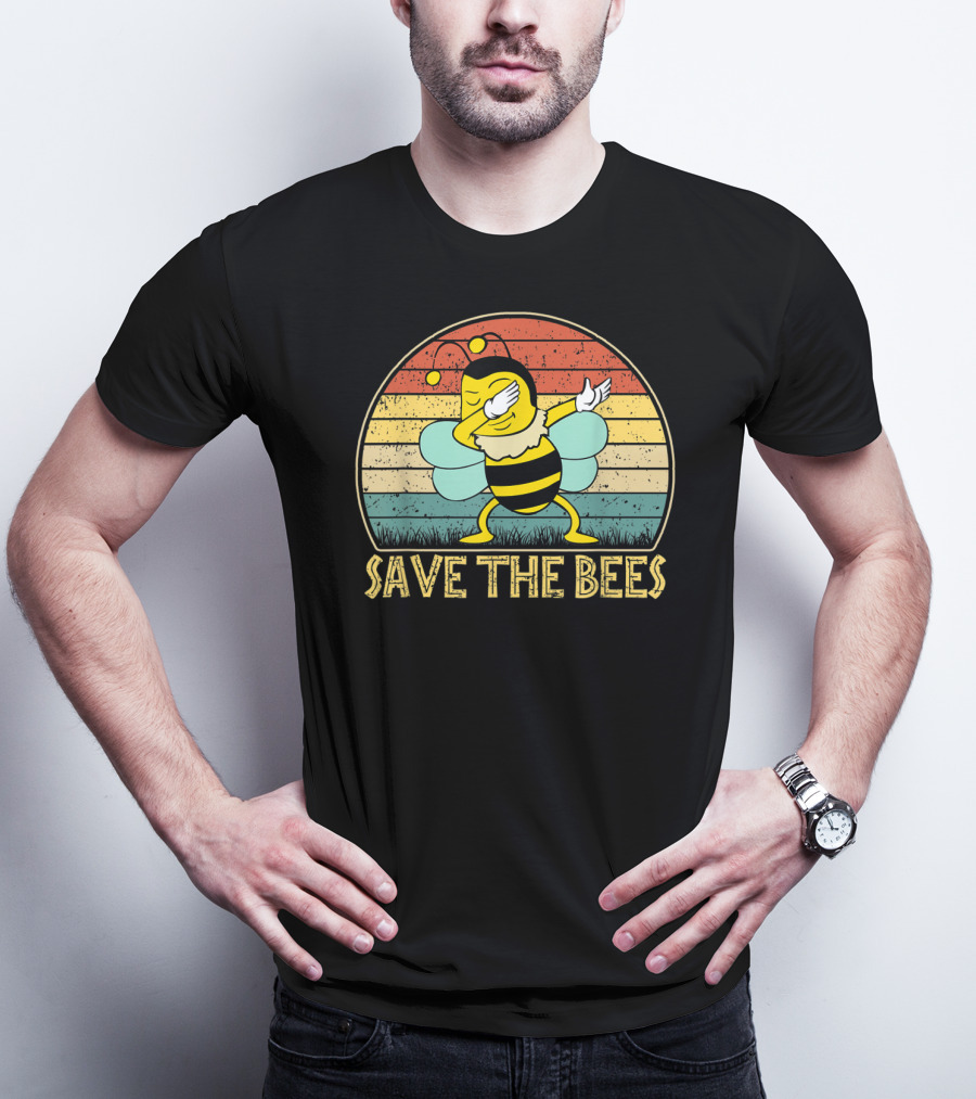 Save The Bees Vintage Dabbing Bee Retro Style Climate Change T-Shirt